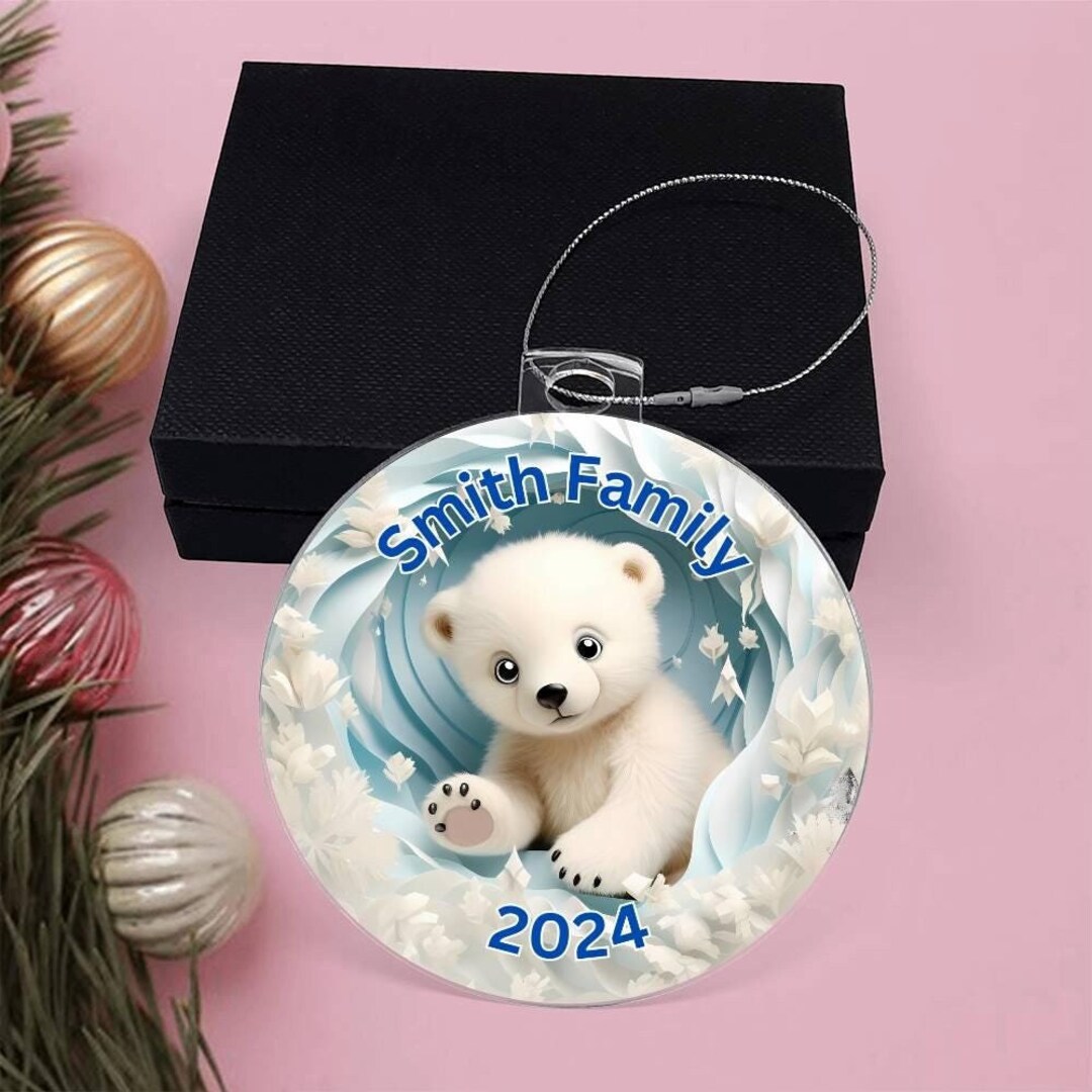 Personalized Cute 3D Look Papercut Bear Acrylic Ornament A Unique ...