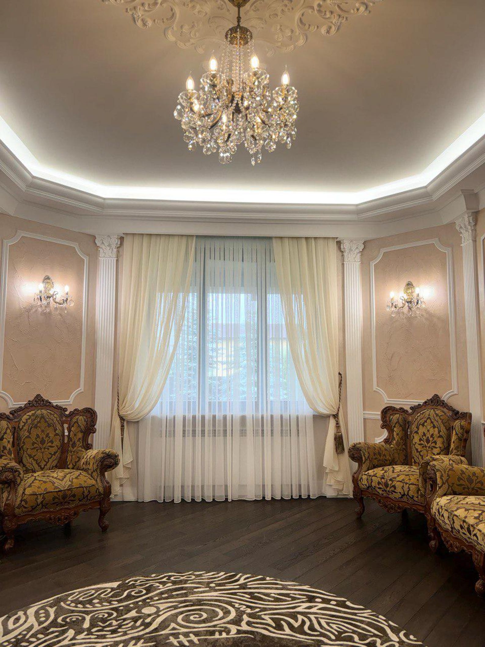 Elegant Sheer Curtain Panels, Tulle Window Treatment Set, Living Room ...