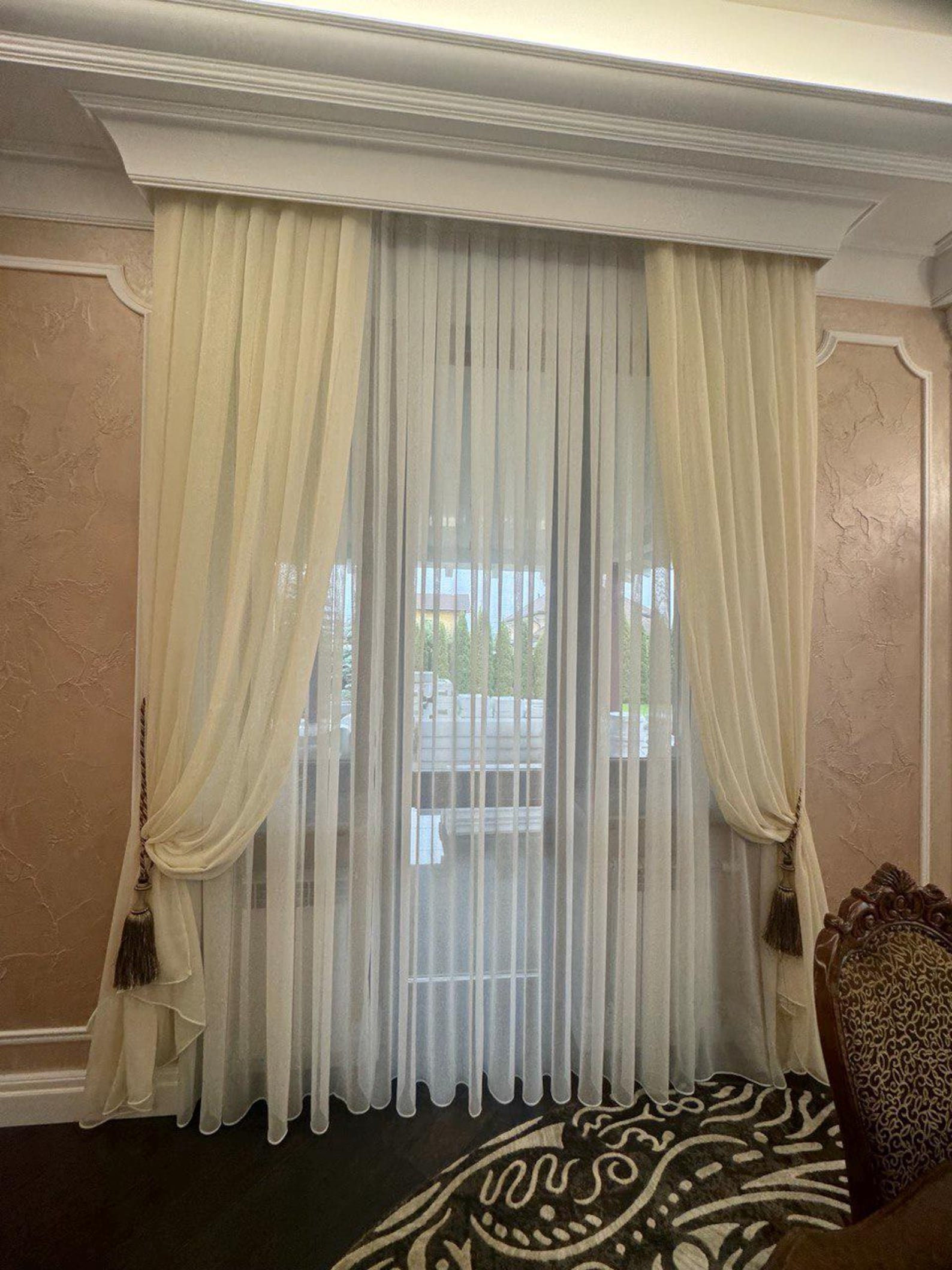 Elegant Sheer Curtain Panels, Tulle Window Treatment Set, Living Room ...