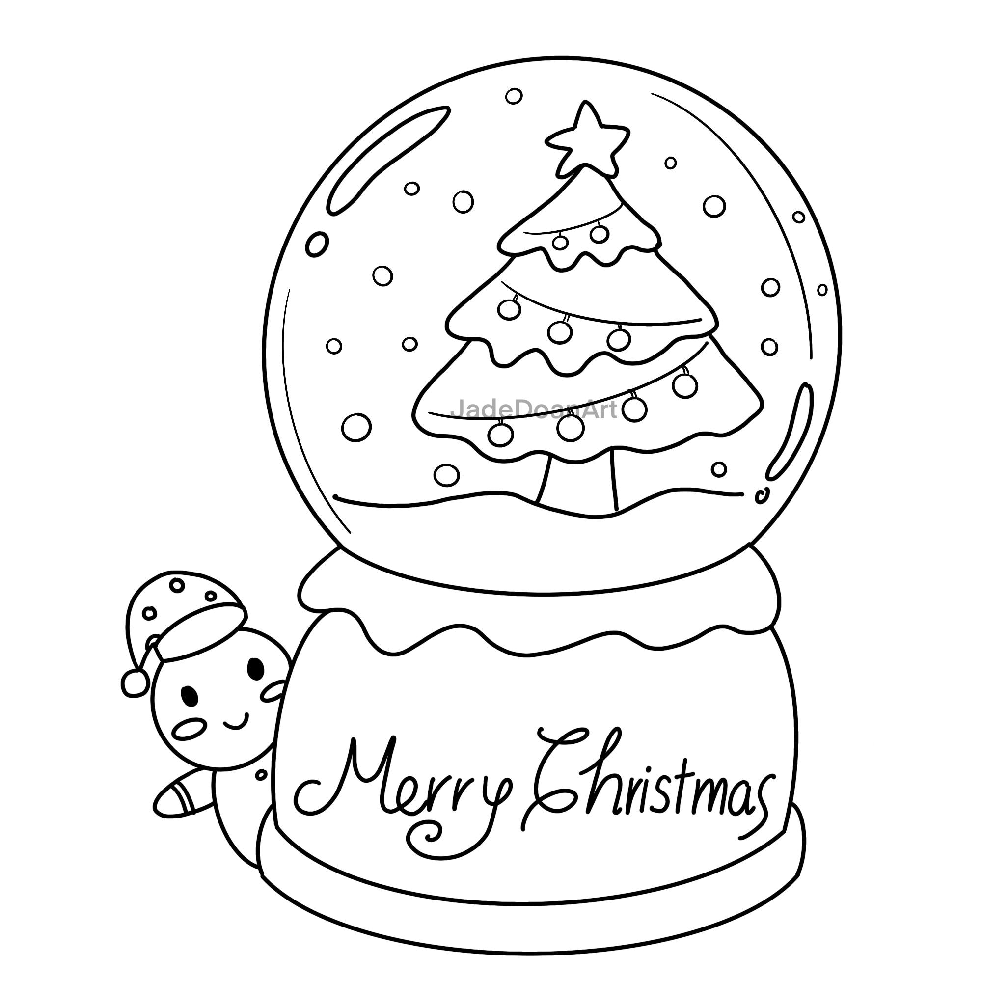 15 Pages, Hand-drawn Christmas Coloring Pages for Kids, Cute Snowman ...