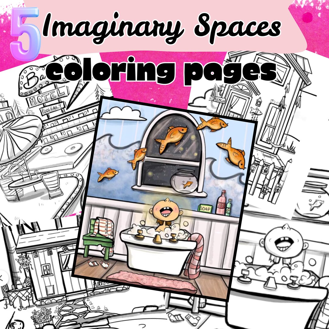 5 Imaginary Spaces Coloring Pages (hand Drawn) - Etsy