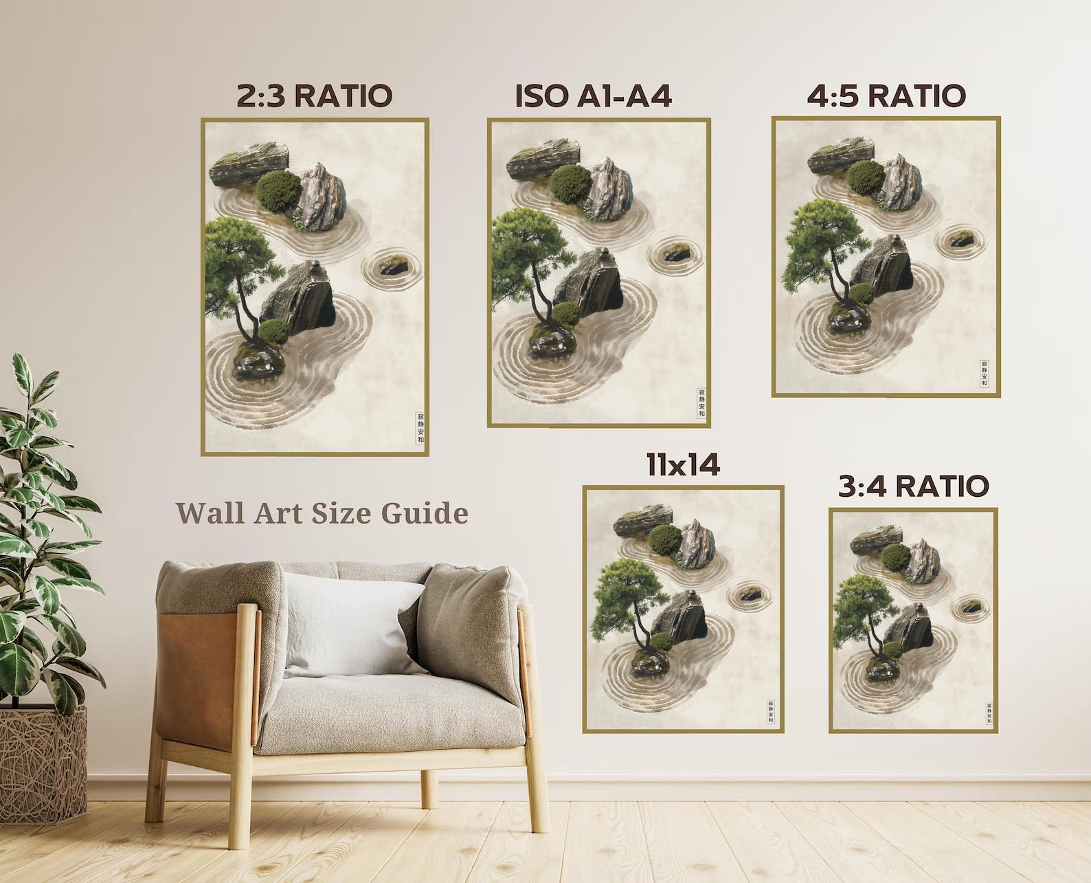 Zen Rock Garden–japandi Minimalist Wall Art, Wabi-sabi Digital Print ...