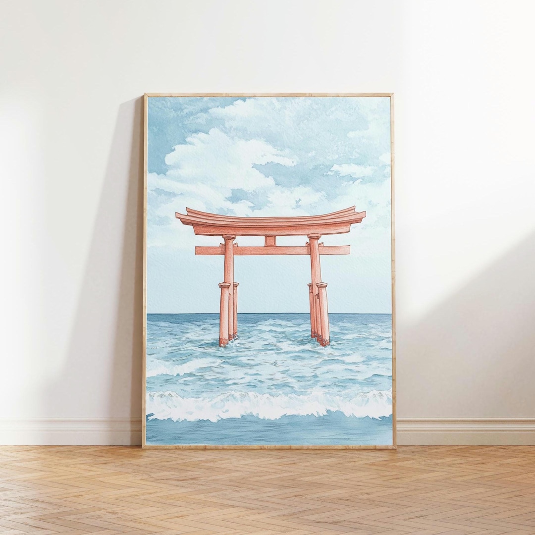 Ocean Torii Gate – Japandi Wall Art, Minimalist Japanese Print, Zen ...
