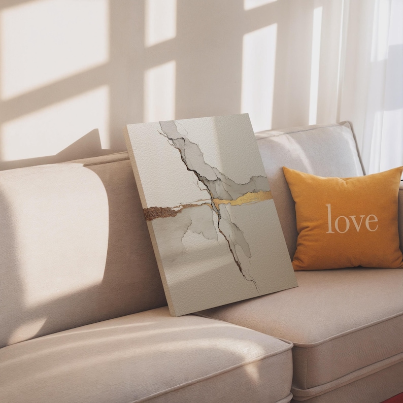 Golden Fracture Kintsugi Wall Art Print – Japandi Wabi Sabi Neutral ...