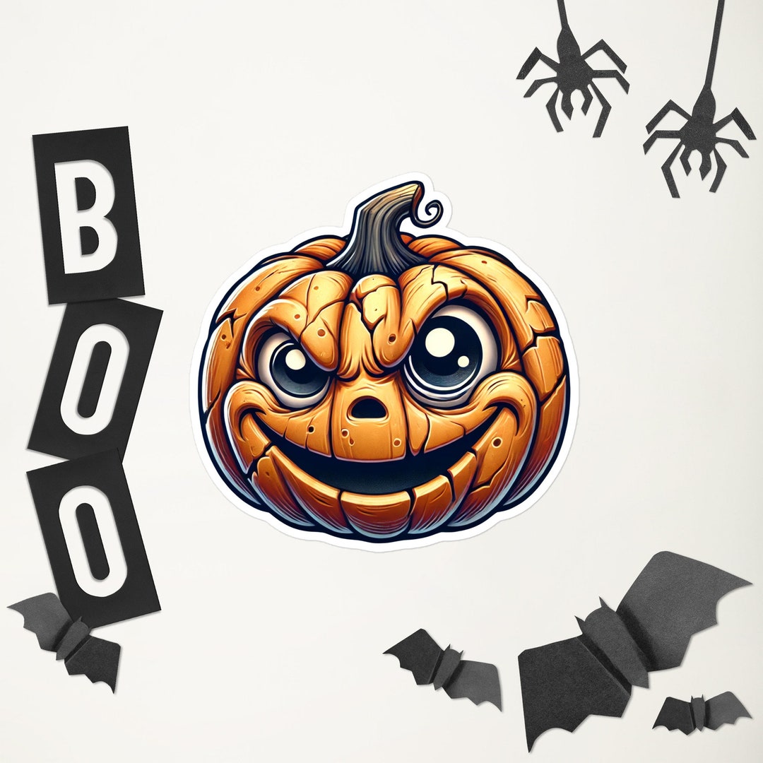 Cheeky Pumpkin Halloween Sticker Funny Smiling Pumpkin Vinyl Sticker ...