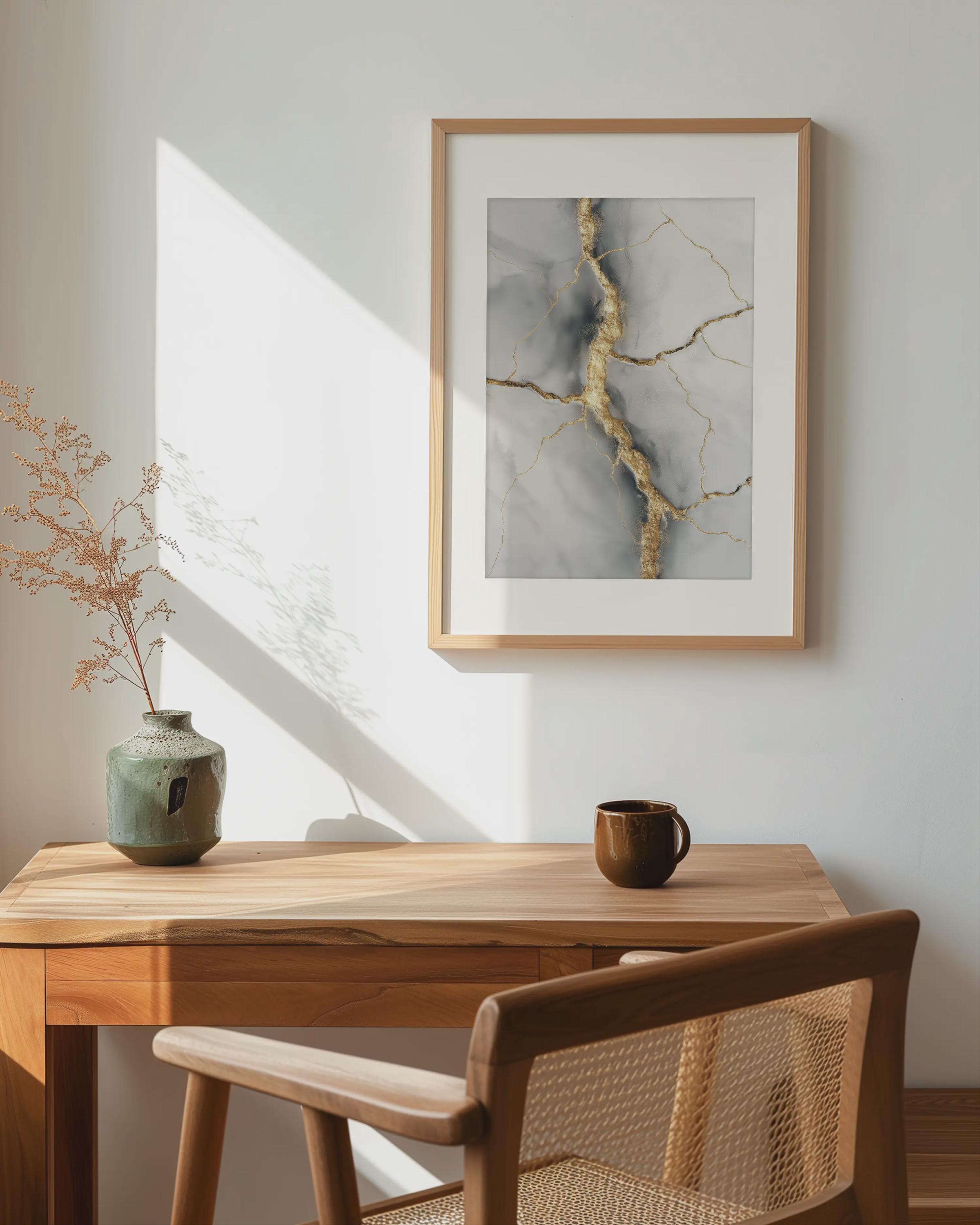 Golden Kintsugi Wall Art, Japandi Zen Decor (digital Download) - Etsy