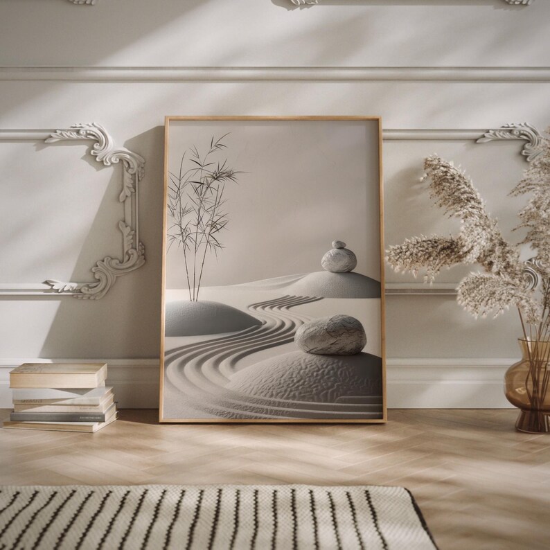 Zen Garden Sand Art, Minimalist Japandi Wall Decor, Modern Mindful ...