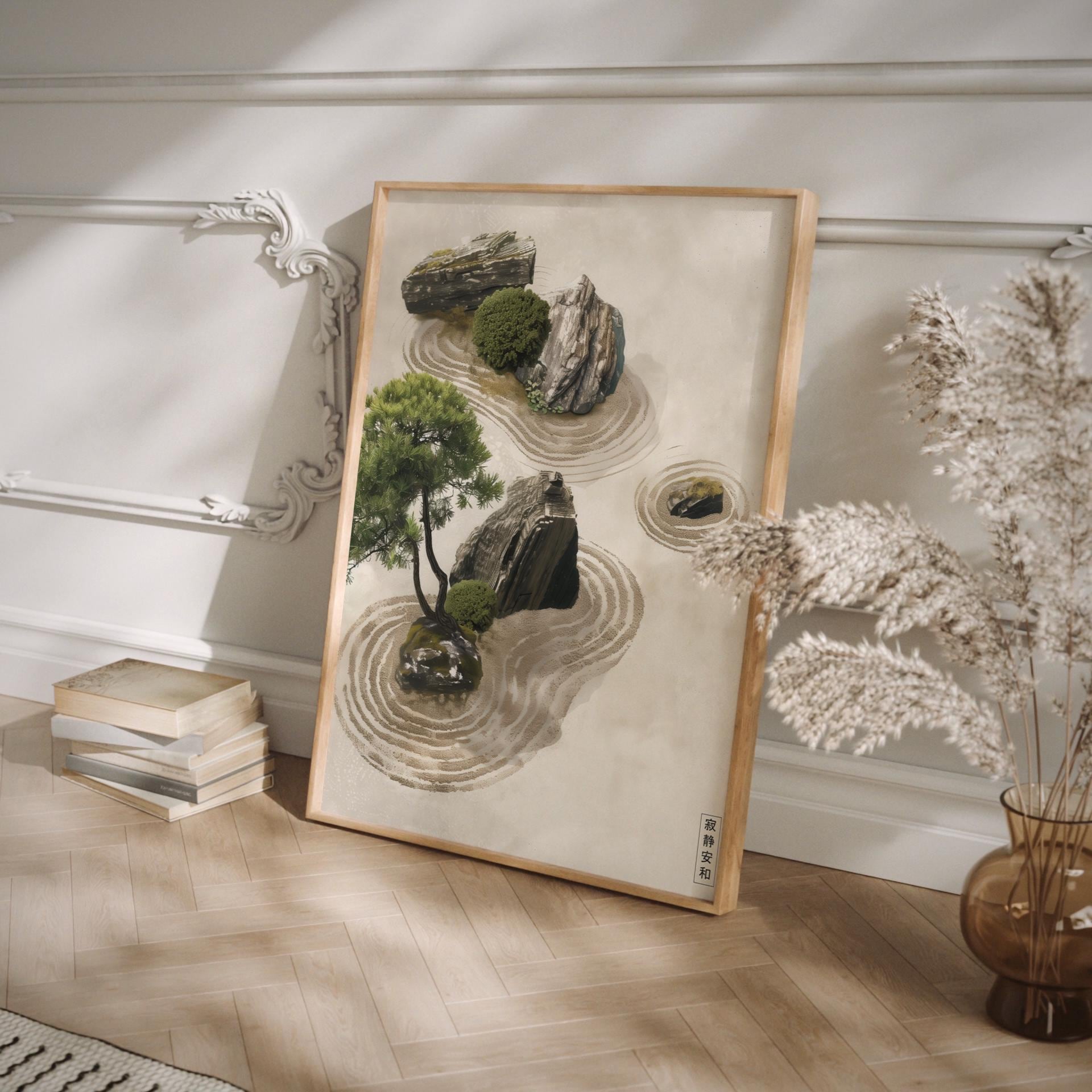 Zen Rock Garden–japandi Minimalist Wall Art, Wabi-sabi Digital Print ...