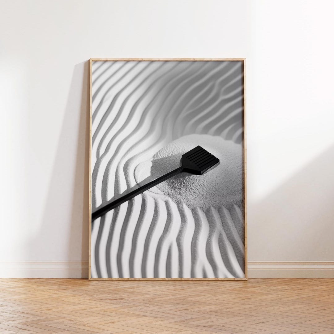 Zen Sand Rake Wall Art, Black and White Zen Garden Print, Minimalist ...
