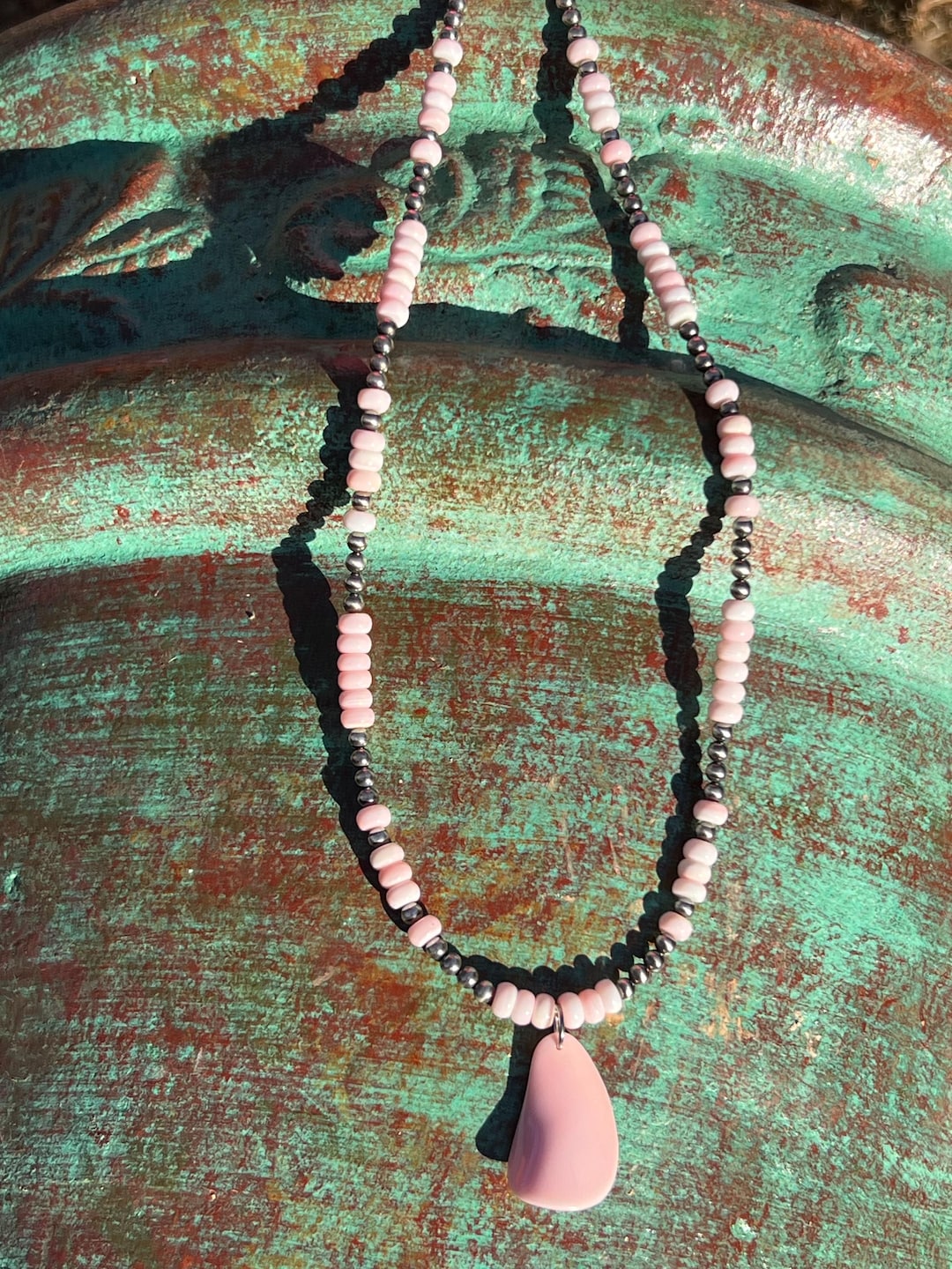 Pink Queen Conch and Navajo Pearls - Etsy