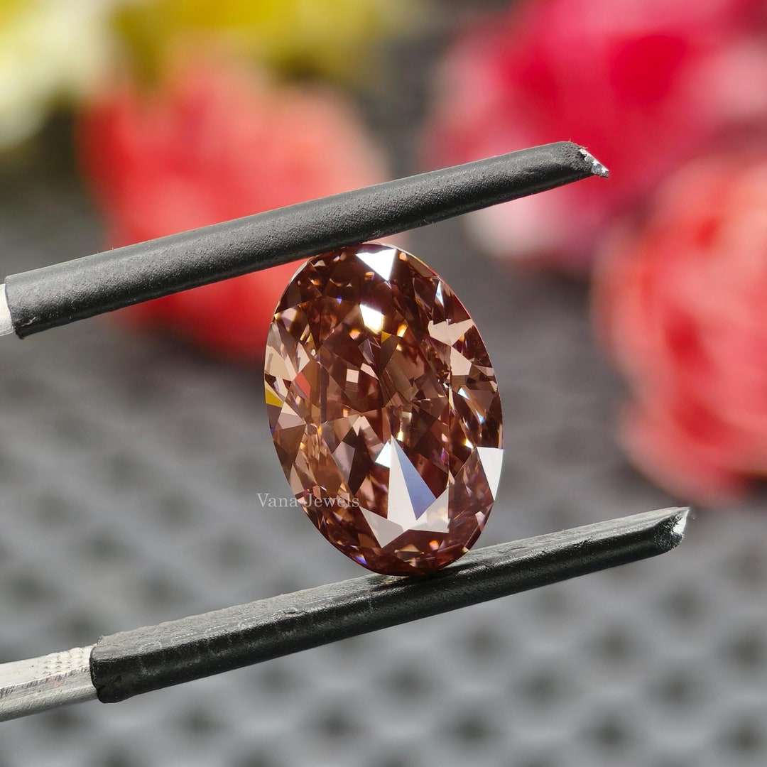 3.82 CT Oval Lab Grown Diamond, Fancy Brownish Pink Lab Grown Diamond ...