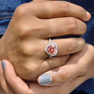 3.51 CT Heart Cut Lab Grown Diamond Ring, Pink Diamond Engagement Ring ...