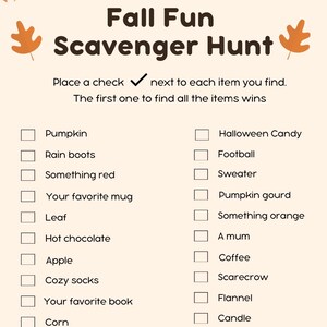 Editable Fall Scavenger Hunt Game - Etsy