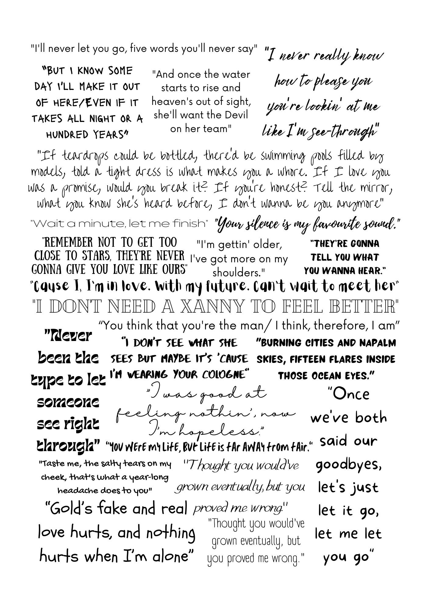 Billie Eilish Lyrics Print - Etsy