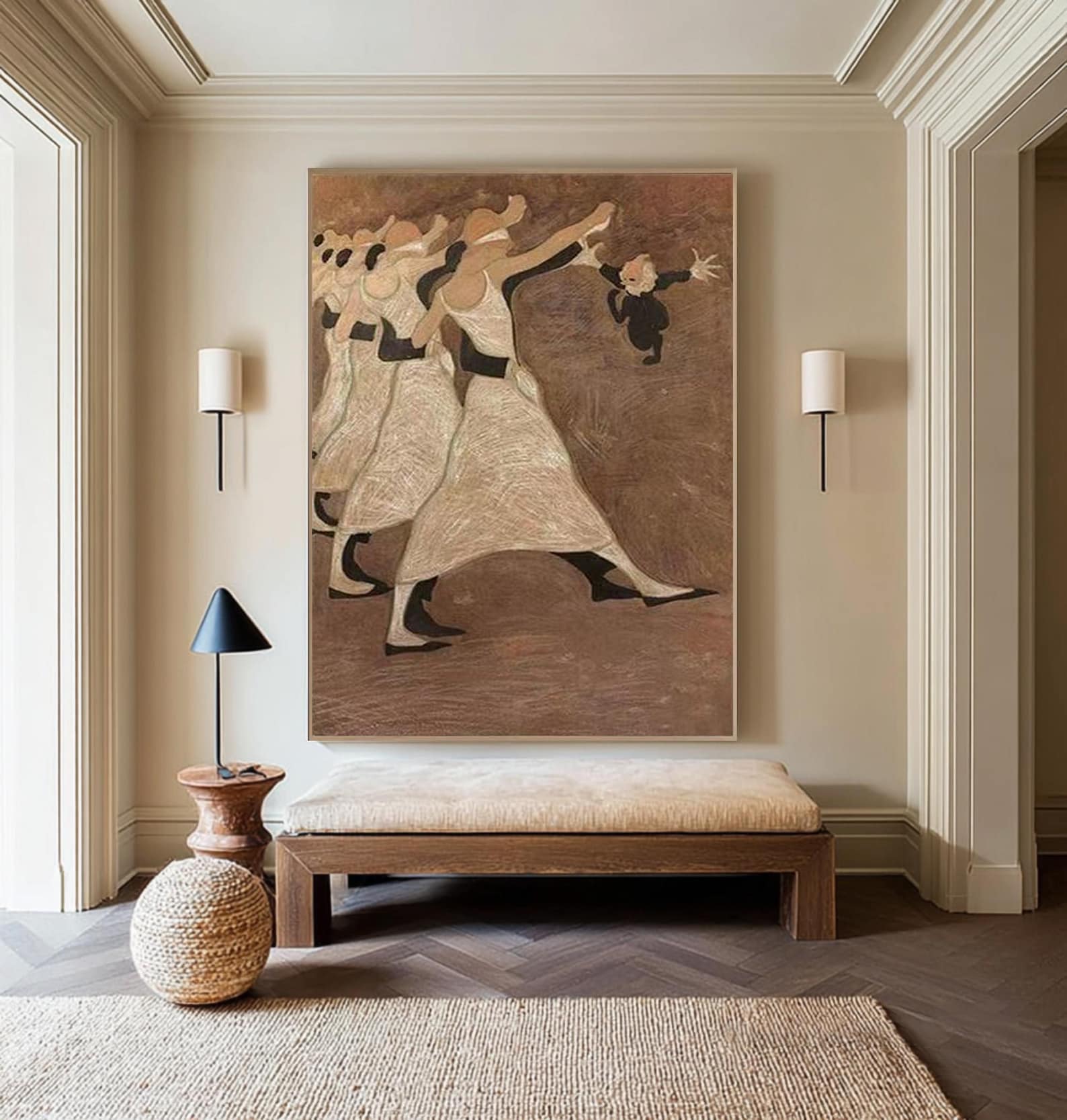 Abstract Dance Painting: Brown Textured Canvas Art, Contemporary Style ...