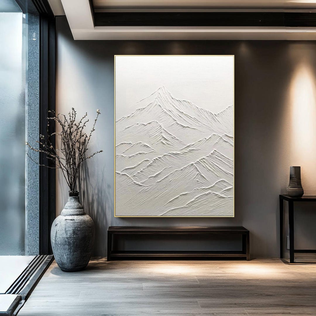 White Mountain Plaster Art: 3D Textured Landscape Painting - Etsy