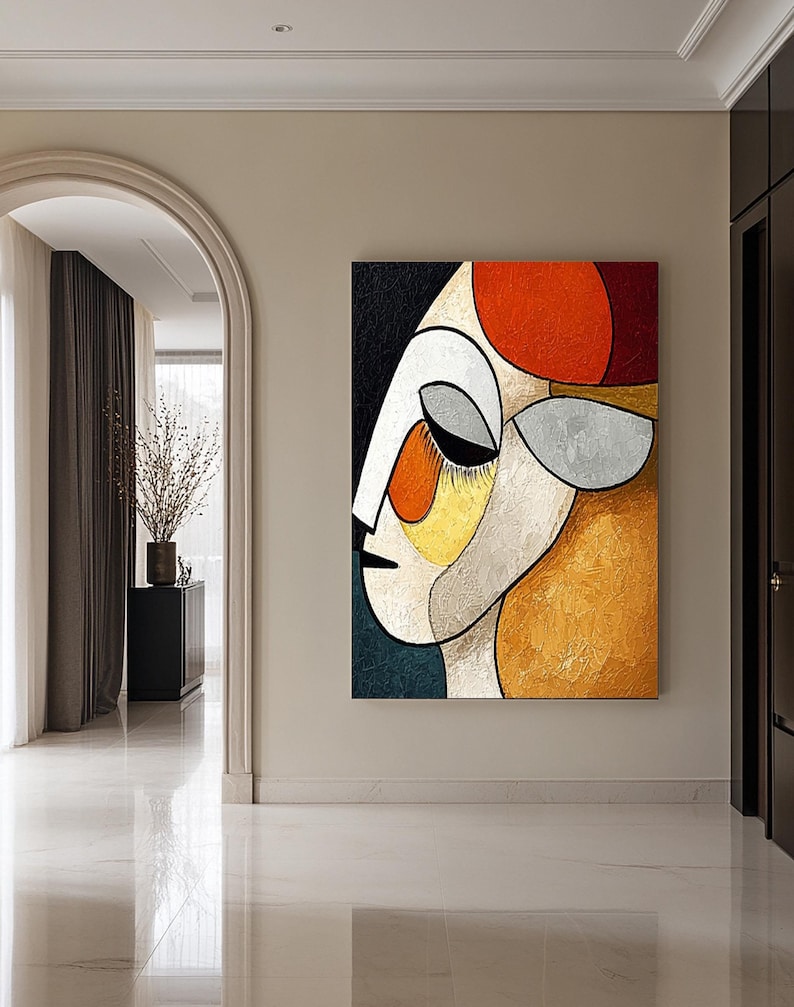 Picasso Style Oil Painting: Large Colorful Abstract Face Wall Art - Etsy