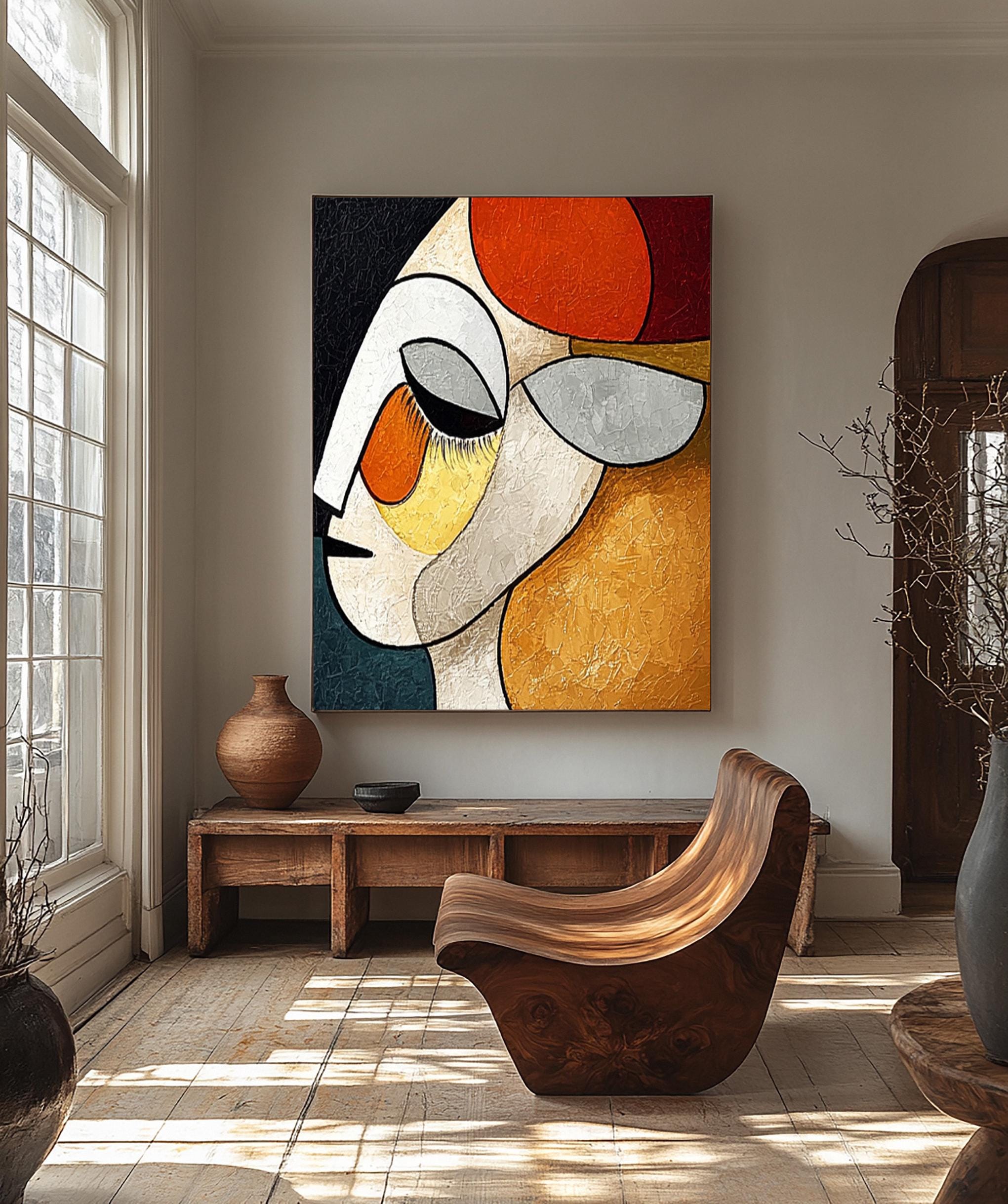 Picasso Style Oil Painting: Large Colorful Abstract Face Wall Art - Etsy