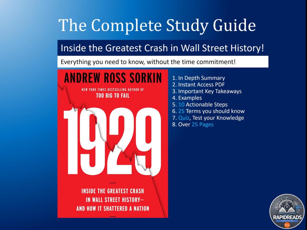 1929 Wall Street Crash Study Guide: Book Summary & Quiz (PDF) - Etsy