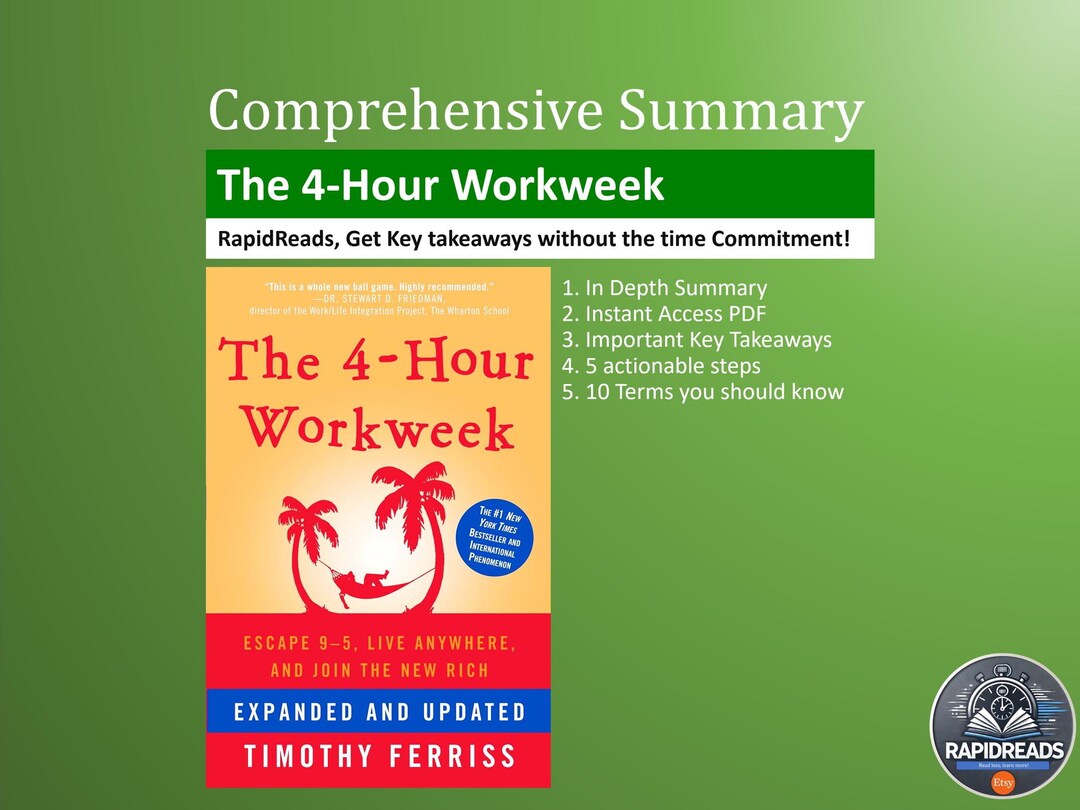 The 4 Hour Work Week. the Whole Book in 6 Pages. A Comprehensive ...
