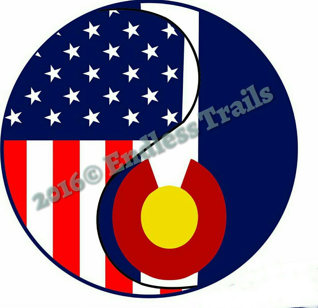 Ying Yang With Colorado and the American Flags - Etsy