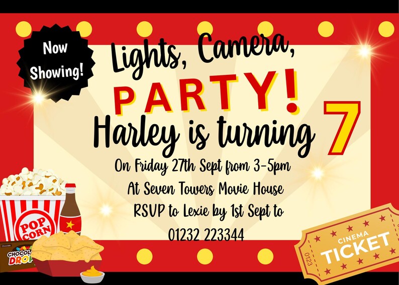 Editable Movie Night Party Invitation | Editable Canva Template ...