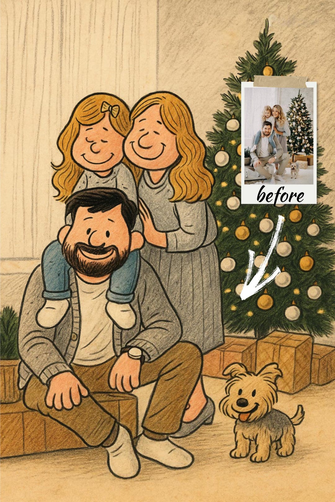 Custom Snoopy & Peanuts Style Portrait From Photo | Cartoon Family or ...
