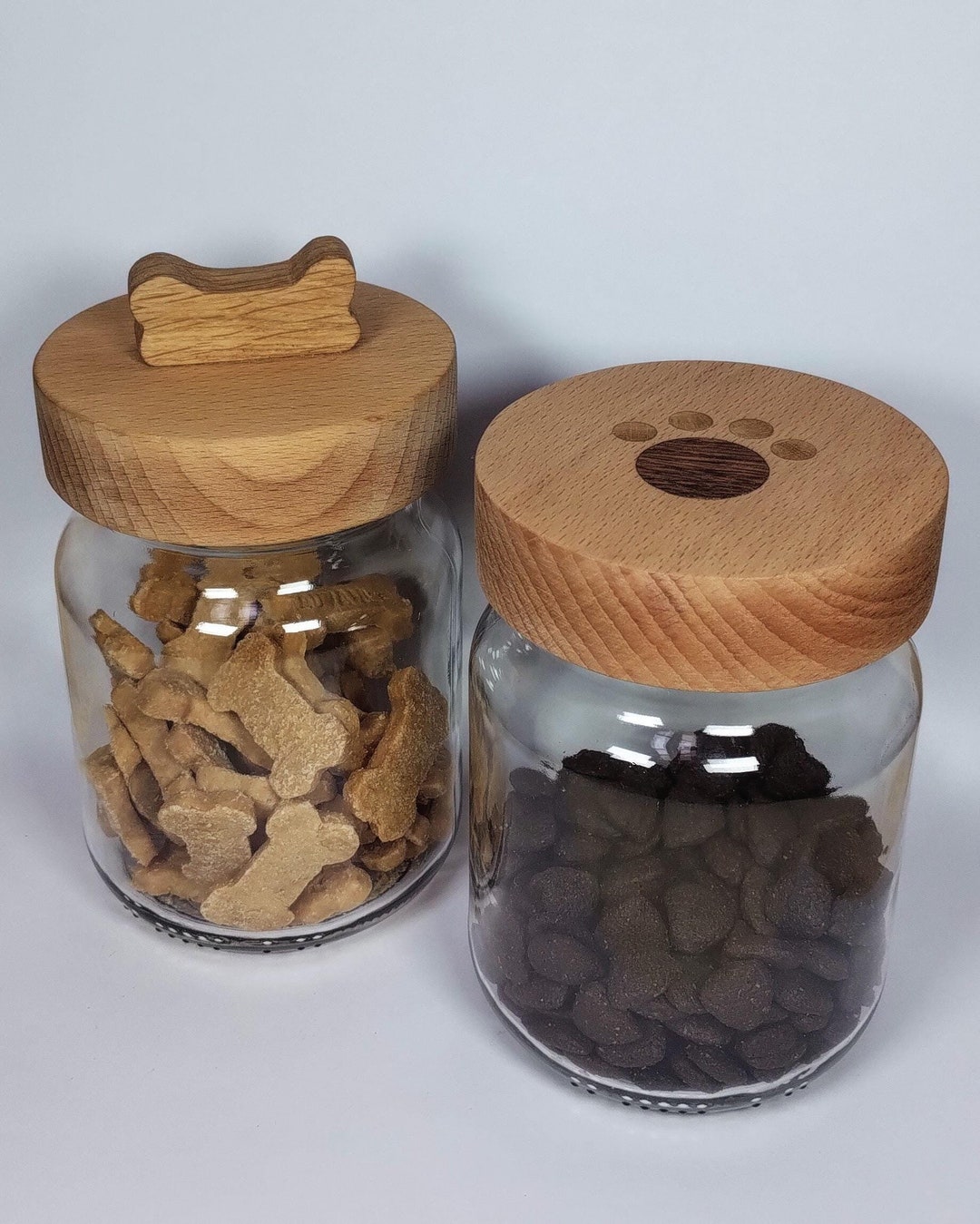 Dog Treat Jar - Wood and Upcycled Glass - Etsy