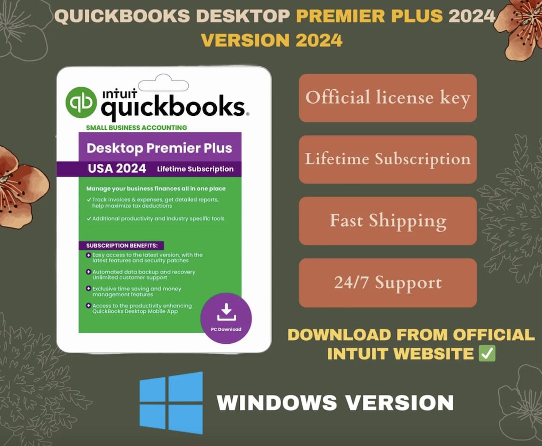 Quickbooks Desktop Premier Plus 2024 Official License Key Lifetime ...