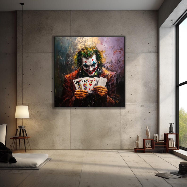 Joker Acrylic Painting: Textured Knife Work on Canvas, Poker Card Art ...