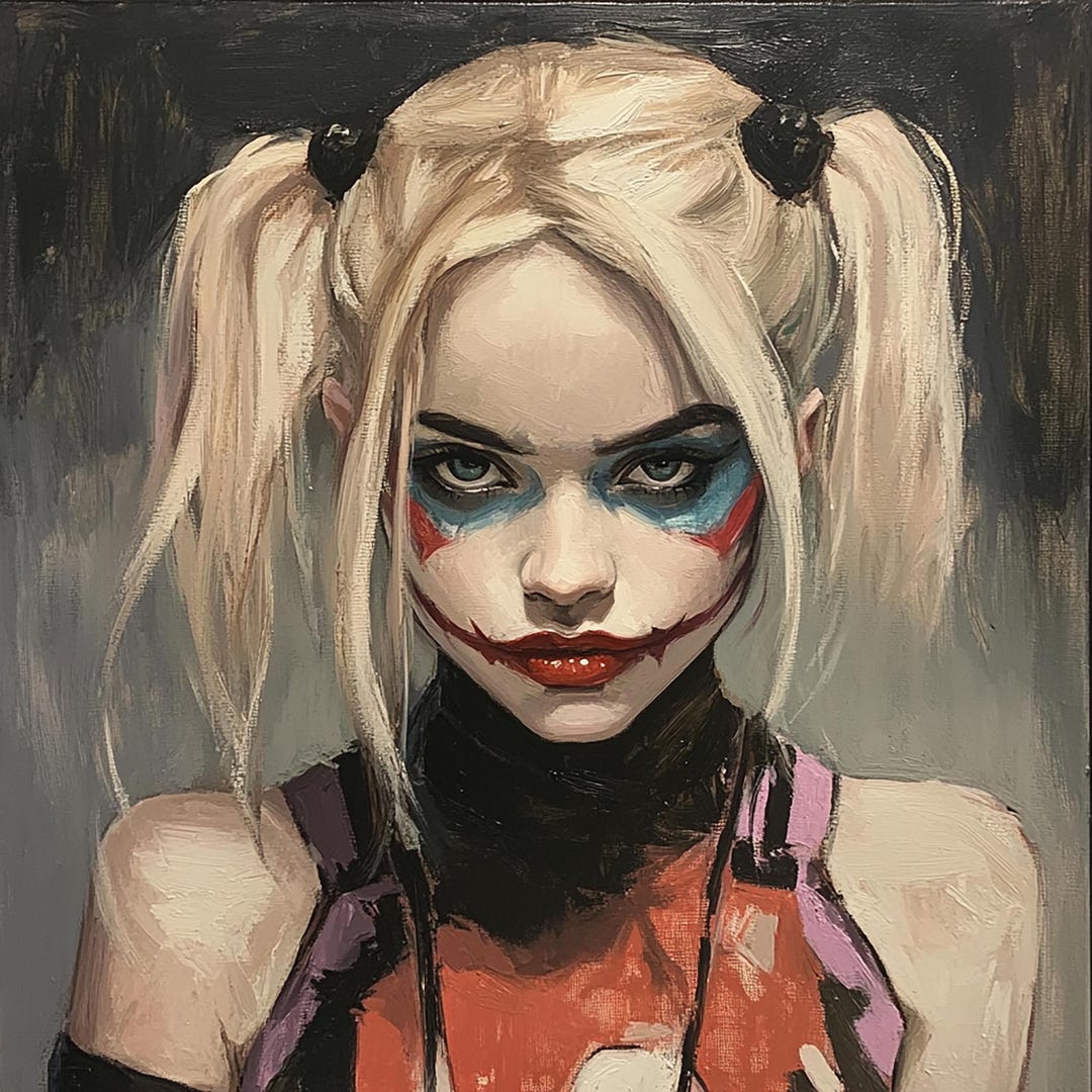 Portrait Acrylic Painting Harley Quinn , One of a Kind, Wall Art, Home ...