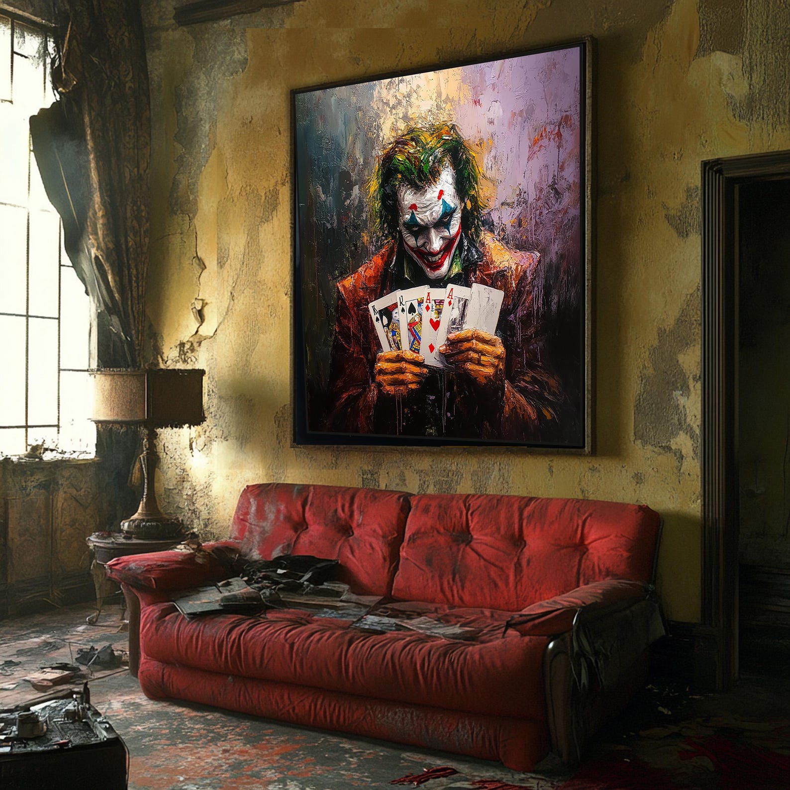 Joker Acrylic Painting: Textured Knife Work on Canvas, Poker Card Art ...