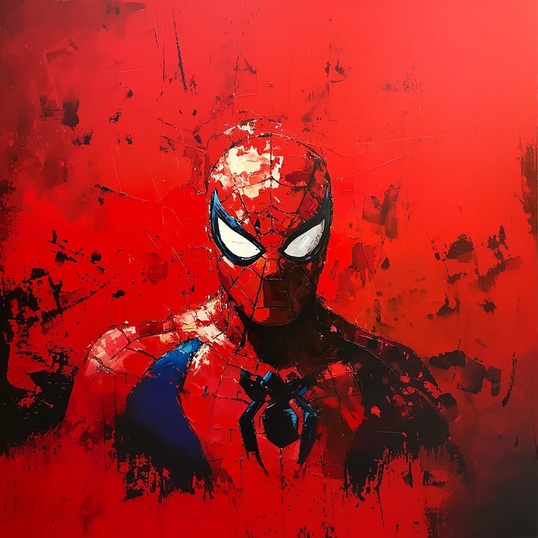 Spider-man Acrylic Painting: Avengers, Red Superhero Art (36x36 In) - Etsy