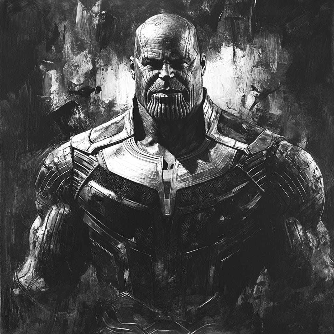 THANOS Acrylic Painting: Black and White Portrait on Canvas (36x36 ...
