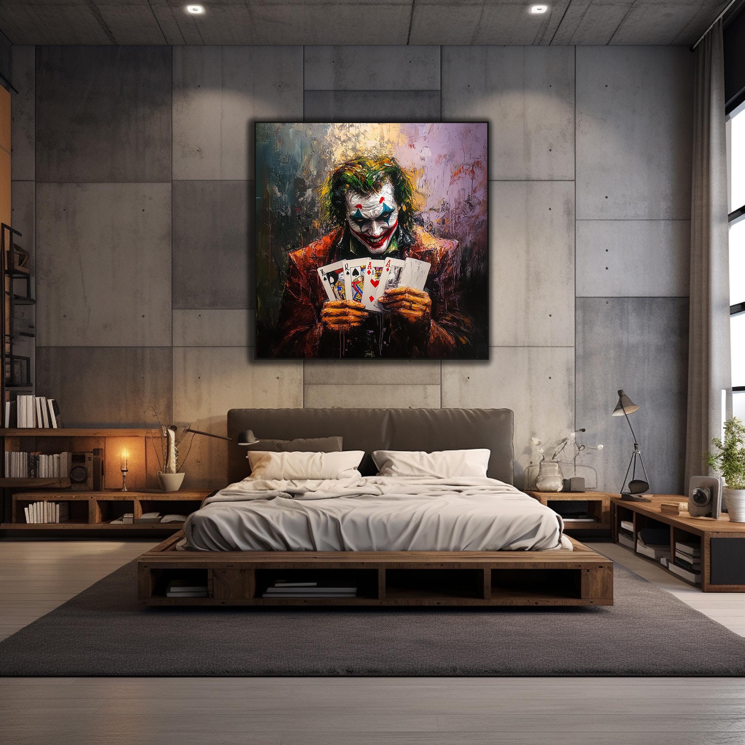 Joker Acrylic Painting: Textured Knife Work on Canvas, Poker Card Art ...