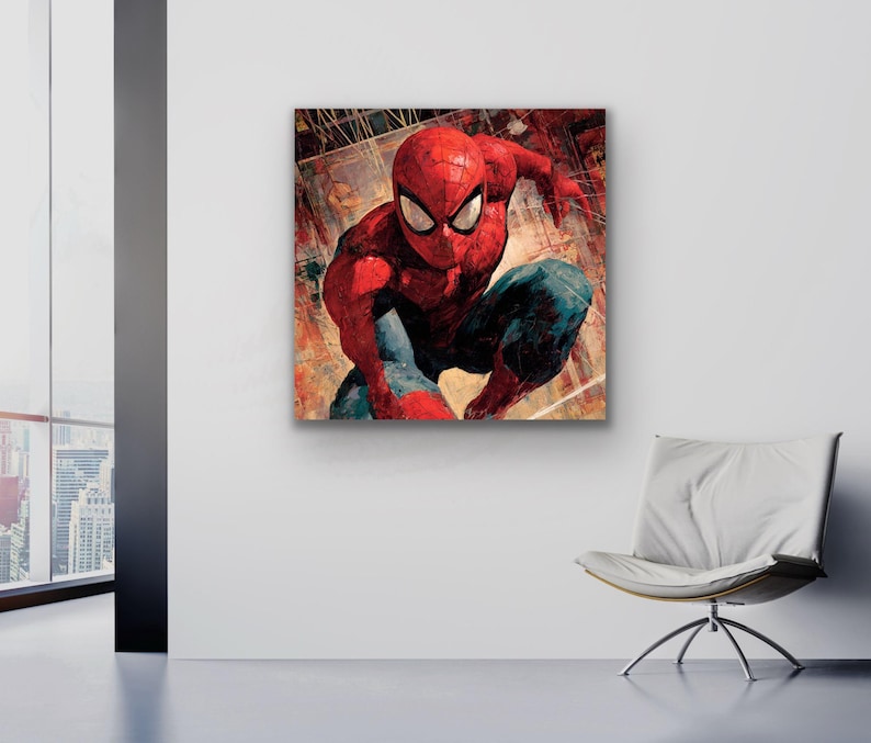 Spider-man Acrylic Painting: Comic Book Superhero Wall Art - Etsy