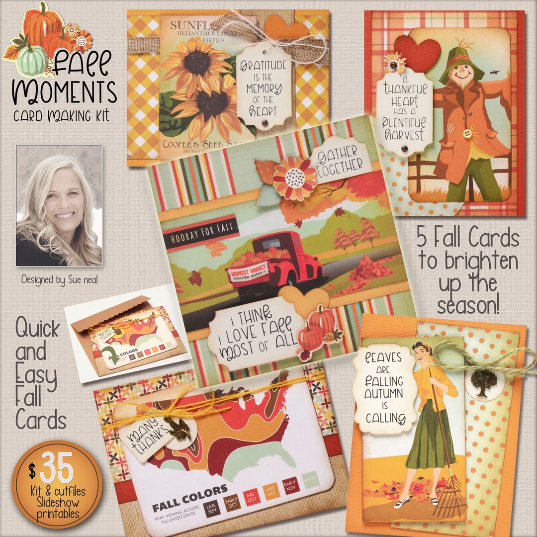 FALL MOMENTS Card Making Kit, Autumn Greeting Cards, Vintage Fall Cards ...