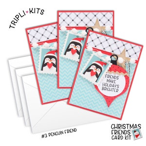 Triplikit PENGUIN FRIENDS Card Kit, Christmas Card Making Kit, DIY ...
