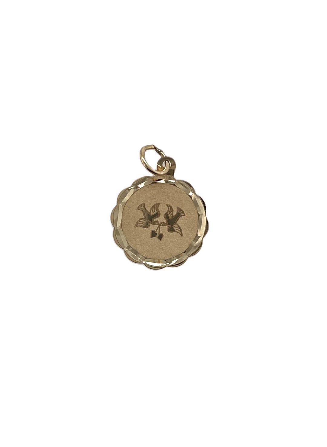 14k Gold Love Birds / Doves Disc Pendant or Charm - Etsy