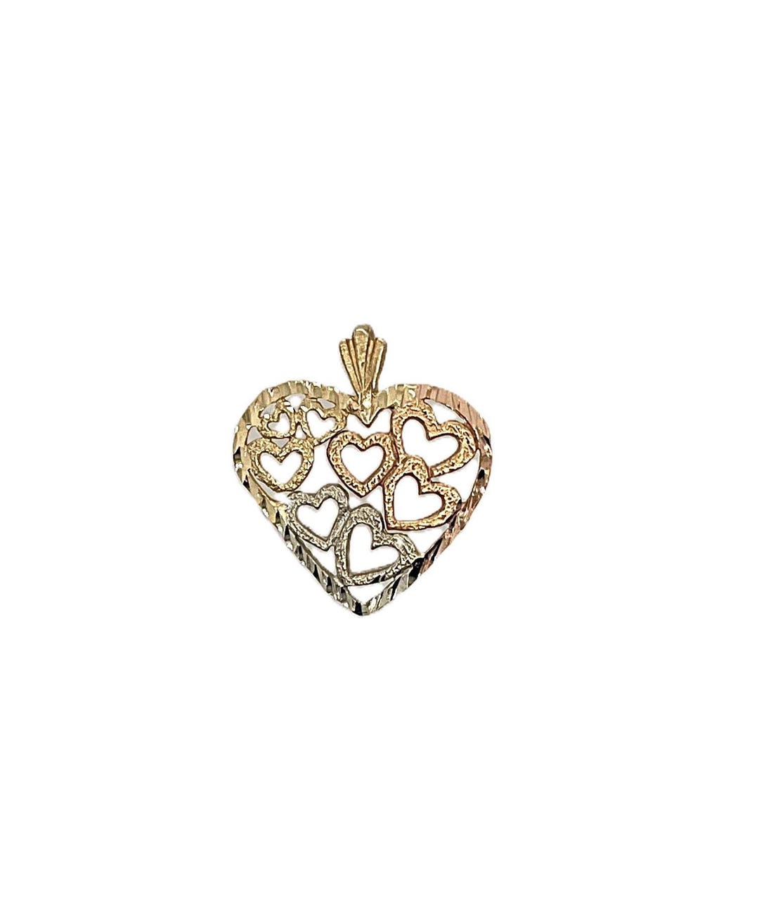 14k Gold Tri-color Heart Pendant, by Michael Anthony (estate) - Etsy