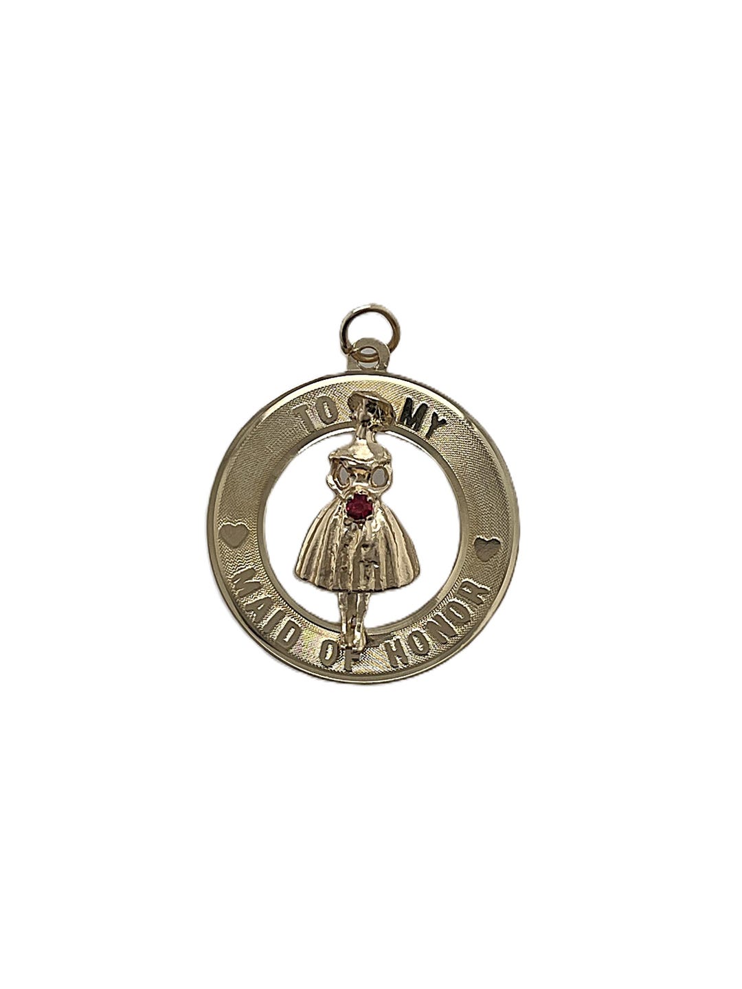 14k Yellow Gold 'maid of Honor' Charm With Ruby (estate) - Etsy