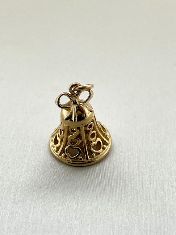 Vintage 14k Gold Bell Charm- 1960s, Estate - Gem