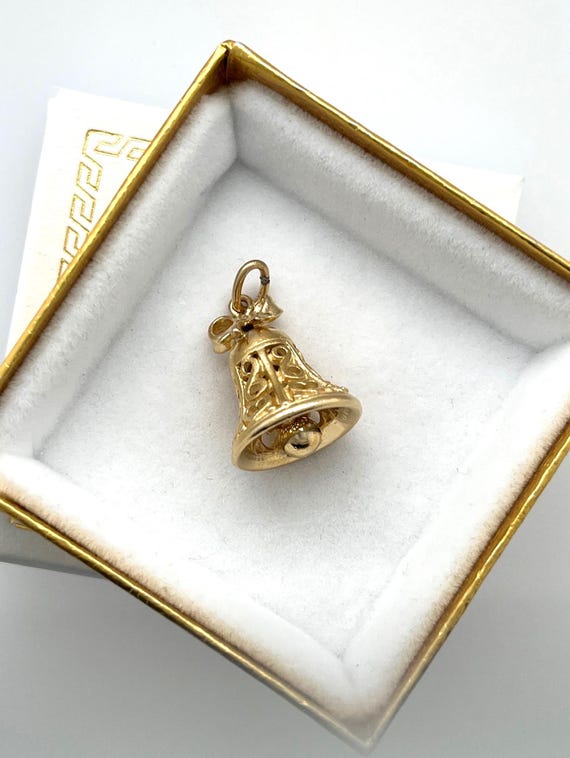 Vintage 14k Gold Bell Charm- 1960s, Estate - Gem