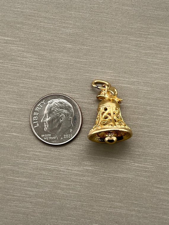 Vintage 14k Gold Bell Charm- 1960s, Estate - Gem