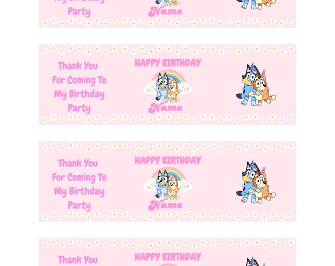 Bluey 8oz Water Bottle Label Template - Etsy