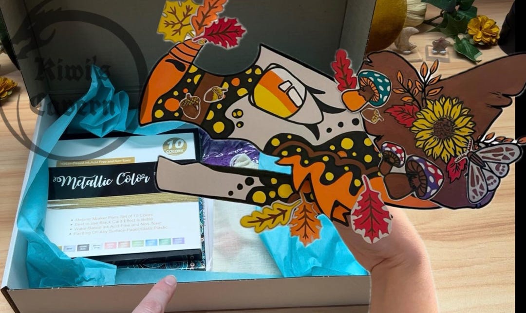 Fall Paper Dragon Puppet DIY Kit,metallic Markers & Youtube Tutorial - Etsy