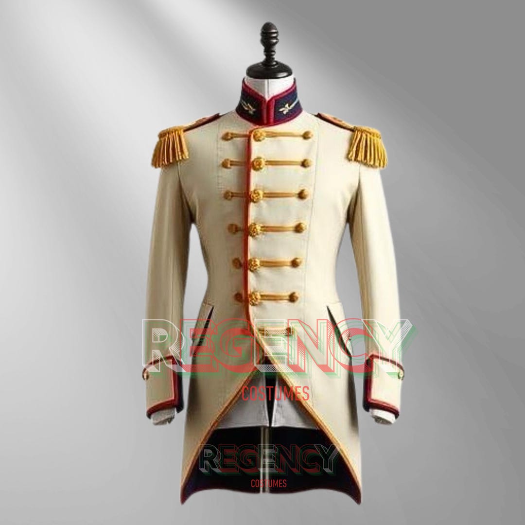 Regency-inspired Military Tailcoat With Gold Accents and Epaulettes ...