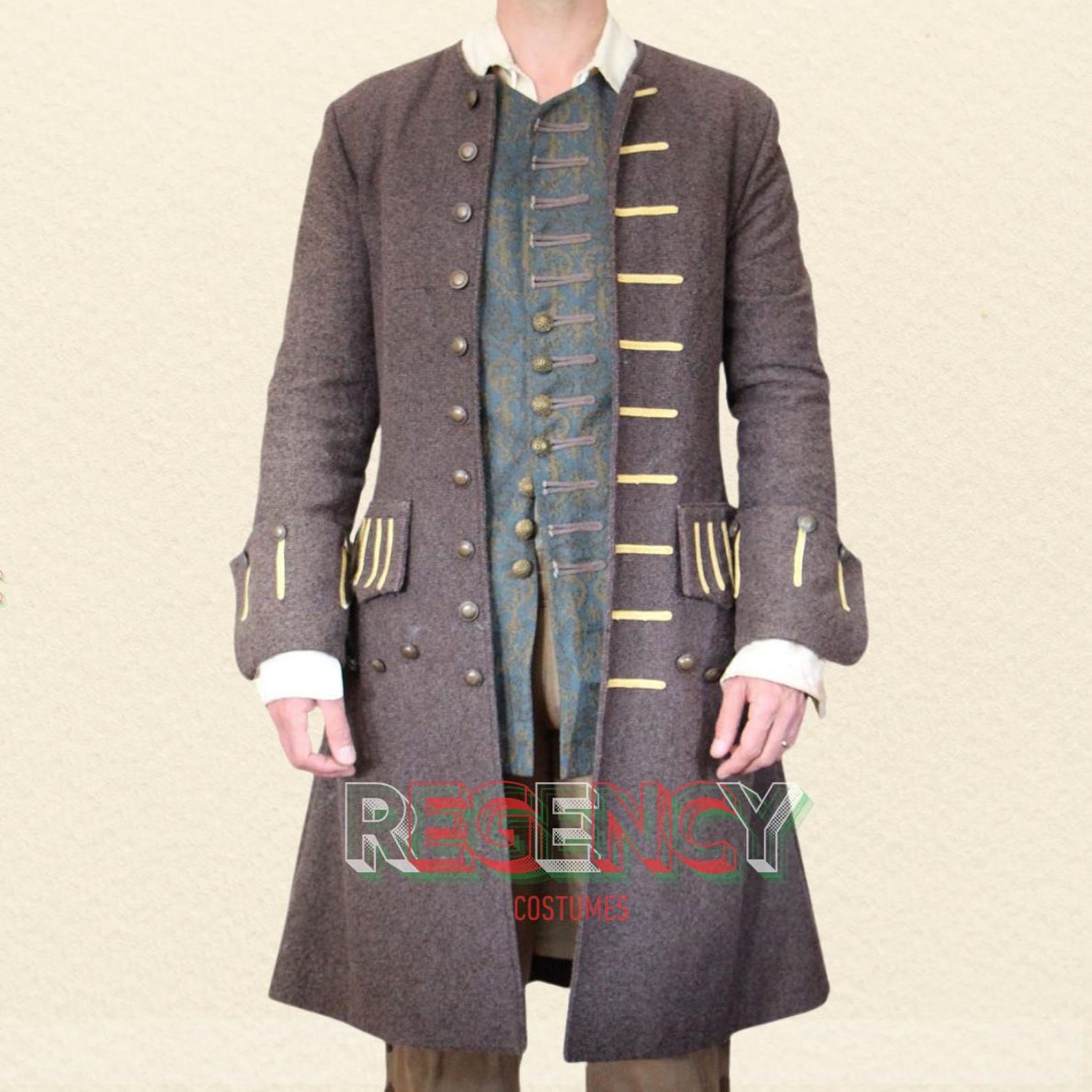 Mens Pirate Captain Coat-blackbeard Jacket-aristocrat Colonial Jacket ...