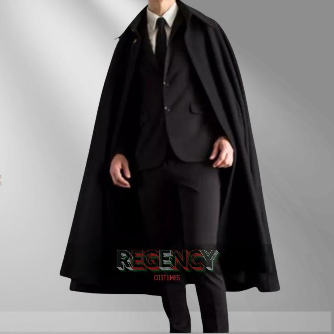 New Men's Custom Made Cloak Cape Coat- Regency Inverness Cape - Mens ...