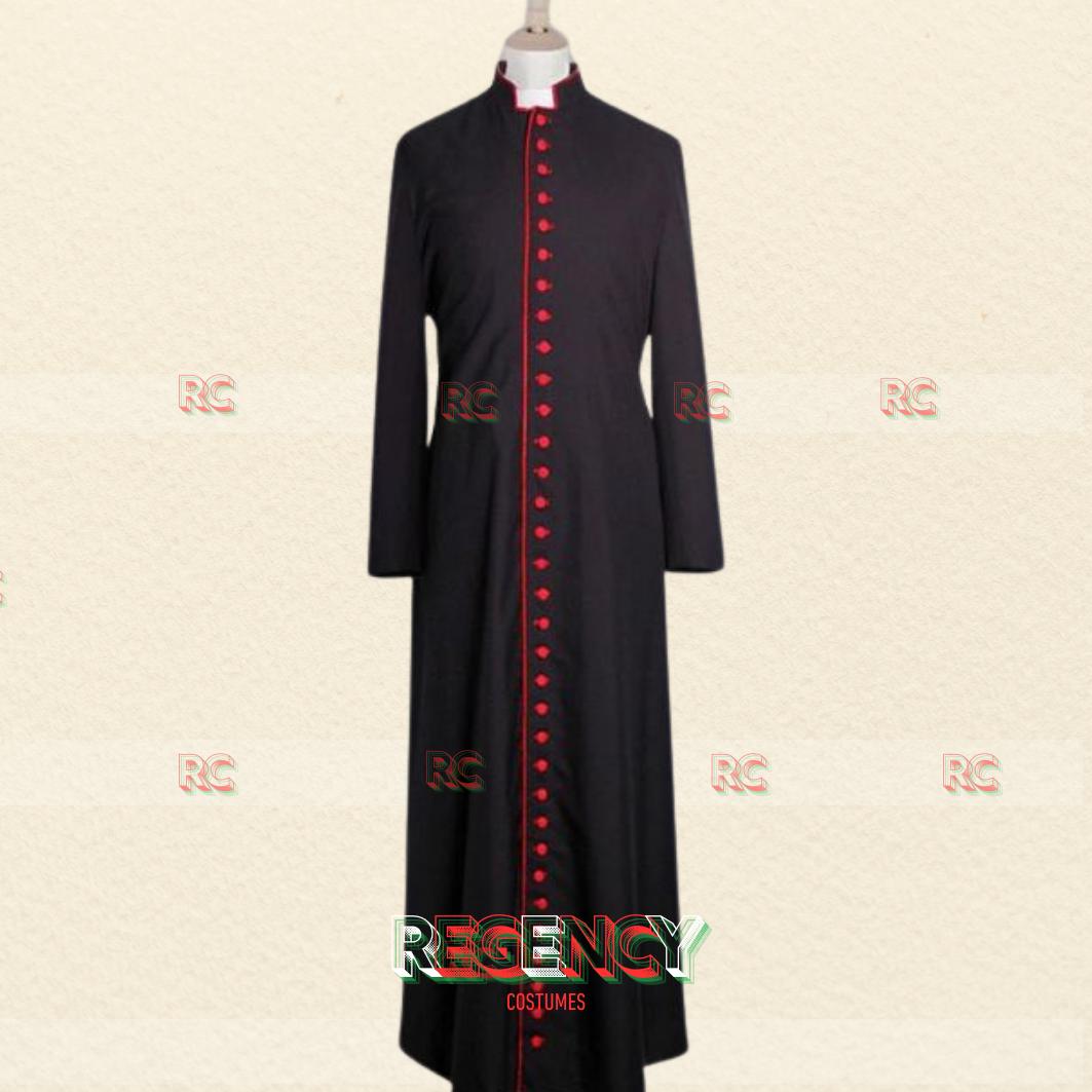 Bishop Clergy-black Cassock Robe for Men, Red Trim, Catholic Priest ...